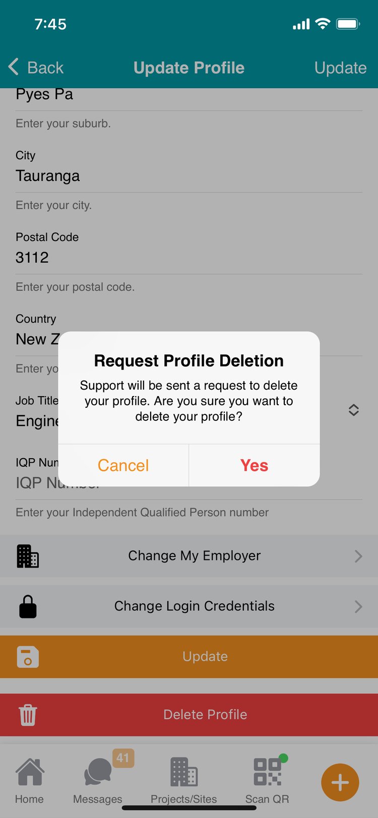 How to delete my user profile?