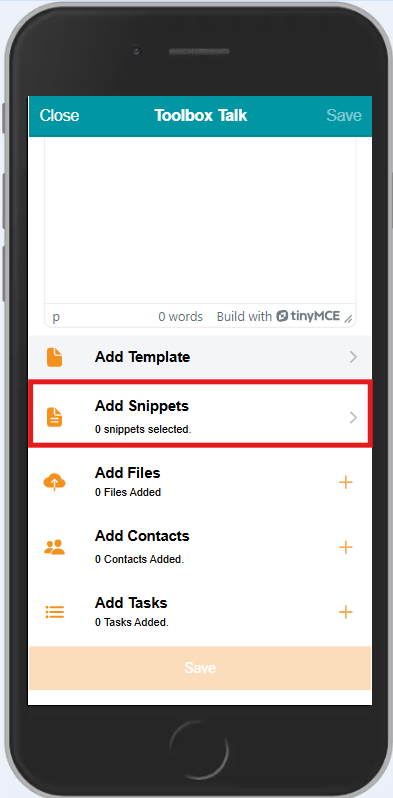 How to add snippets to a Toolbox Talk in the Mobile App